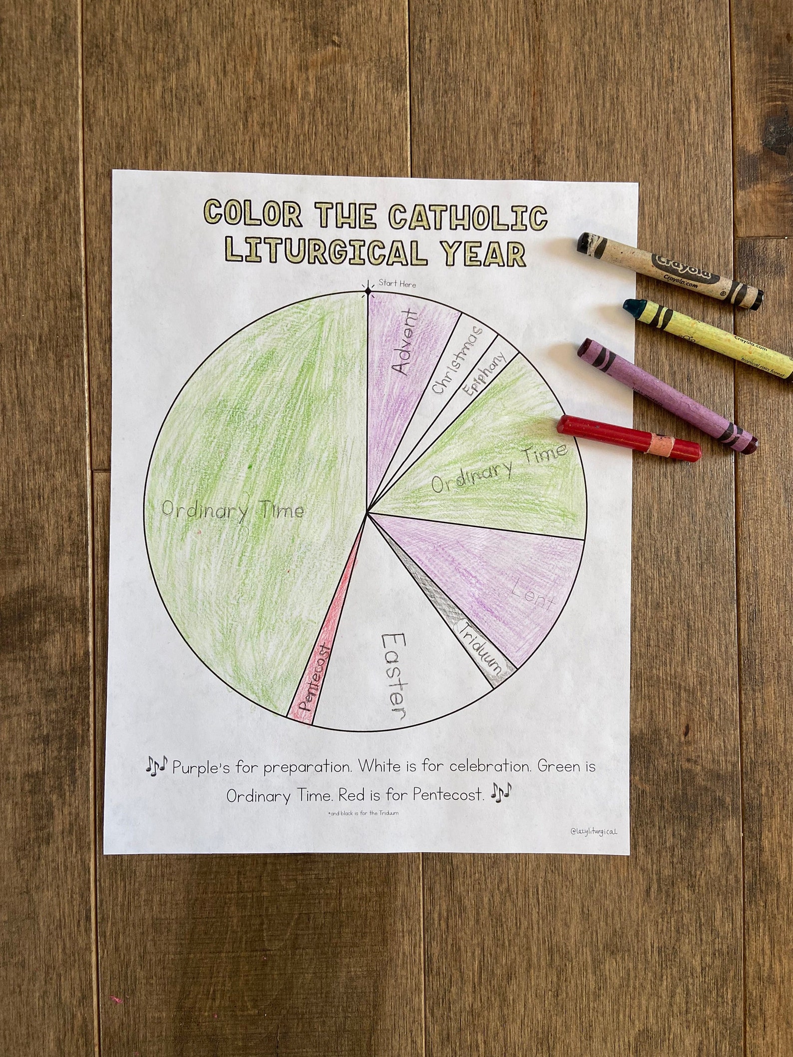 Liturgical Calendar Printable Coloring Page Sheet Lazy Liturgical Year ...
