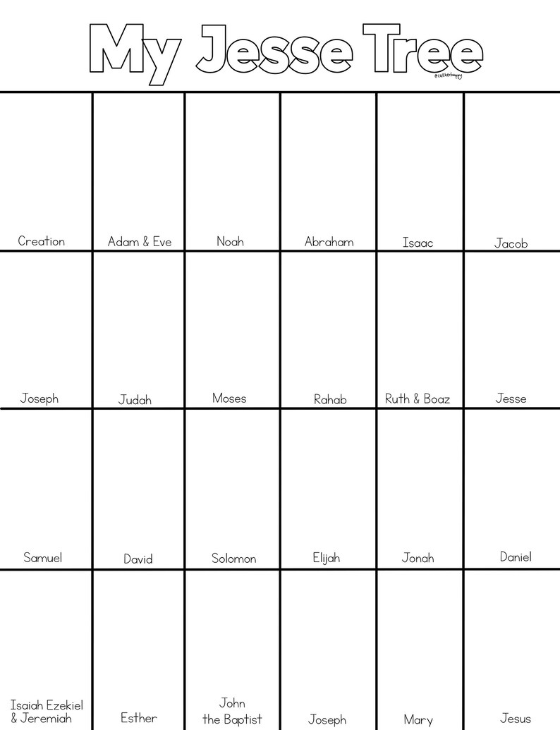 Jesse Tree Advent Christmas Printable Coloring Page Sheet Lazy ...