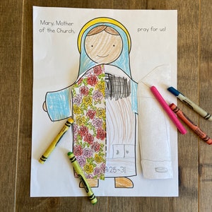 Mary Mother of the Church Printable Coloring Page Sheet Lazy Liturgical ...