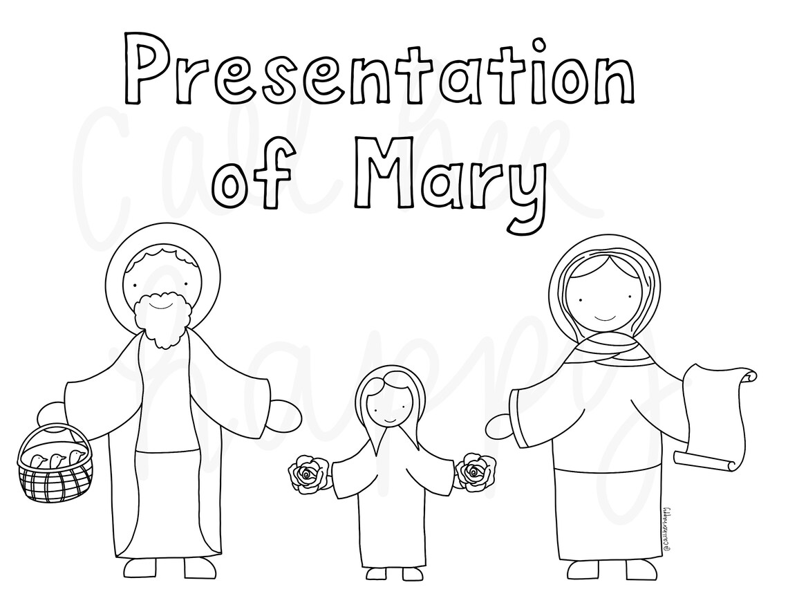 Presentation of Virgin Mary Printable Coloring Page Sheet Lazy ...