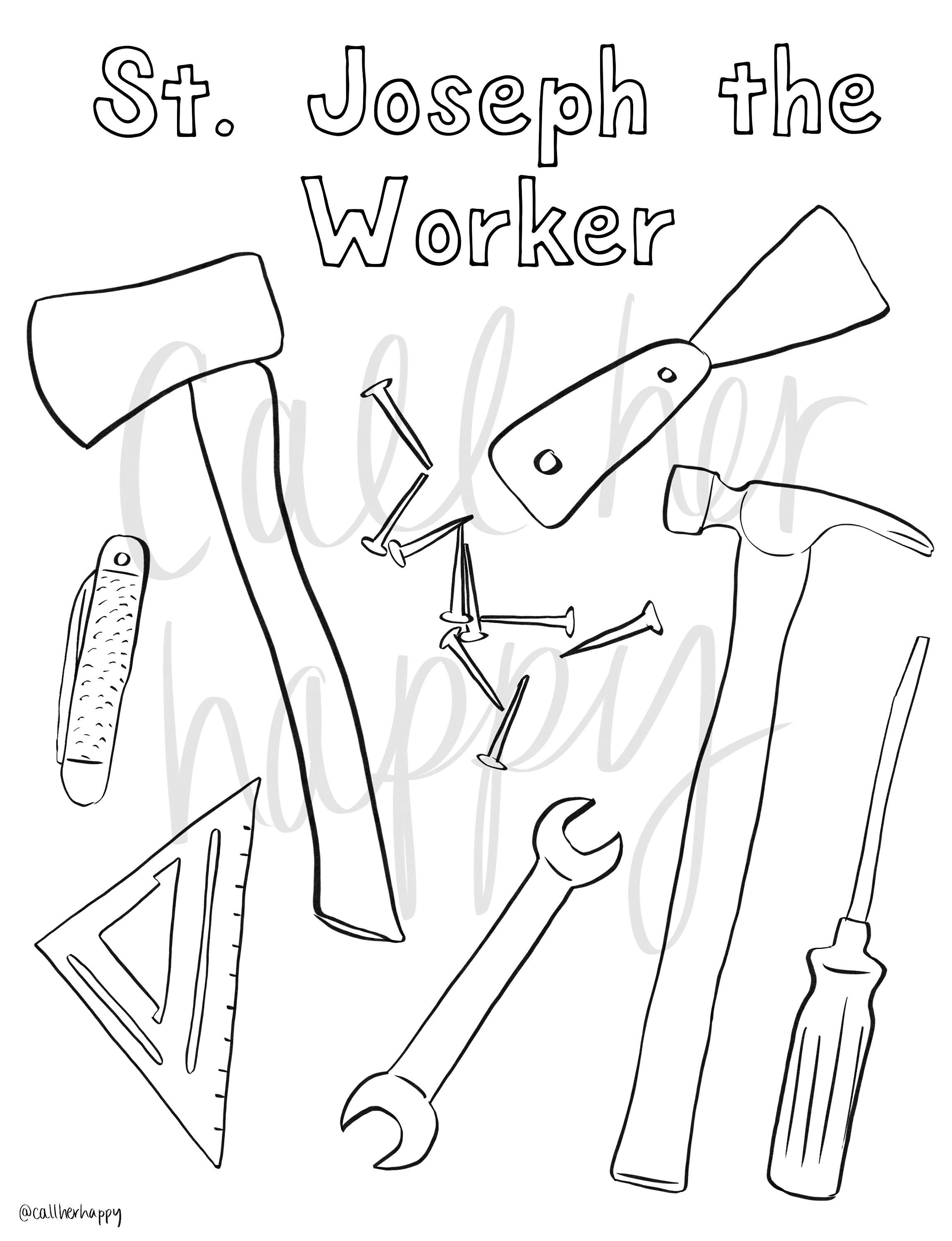 St Joseph Worker Coloring Page Sheet Liturgical Year Catholic - Etsy ...