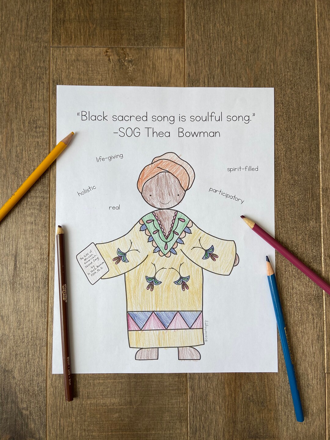 SOG Thea Bowman Servant God Printable Coloring Page Sheet Lazy ...