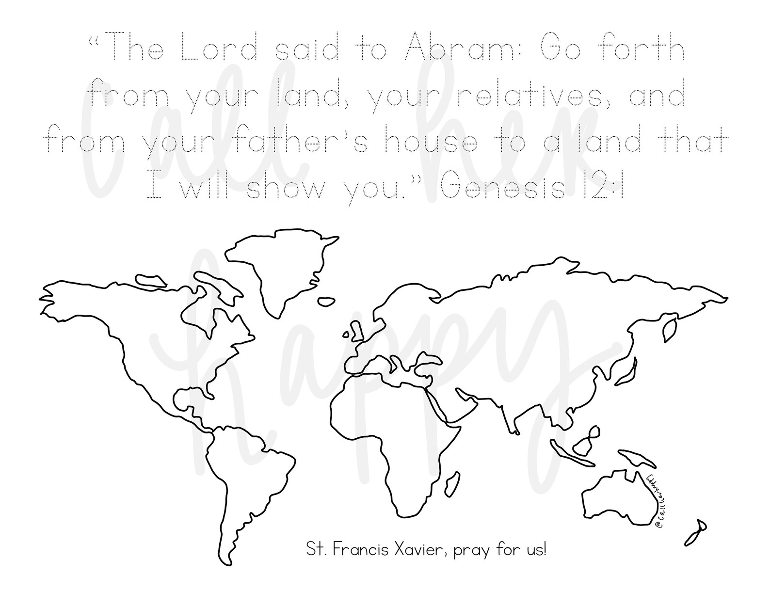 St Francis Xavier World Map Printable Coloring Page Sheet Lazy - Etsy