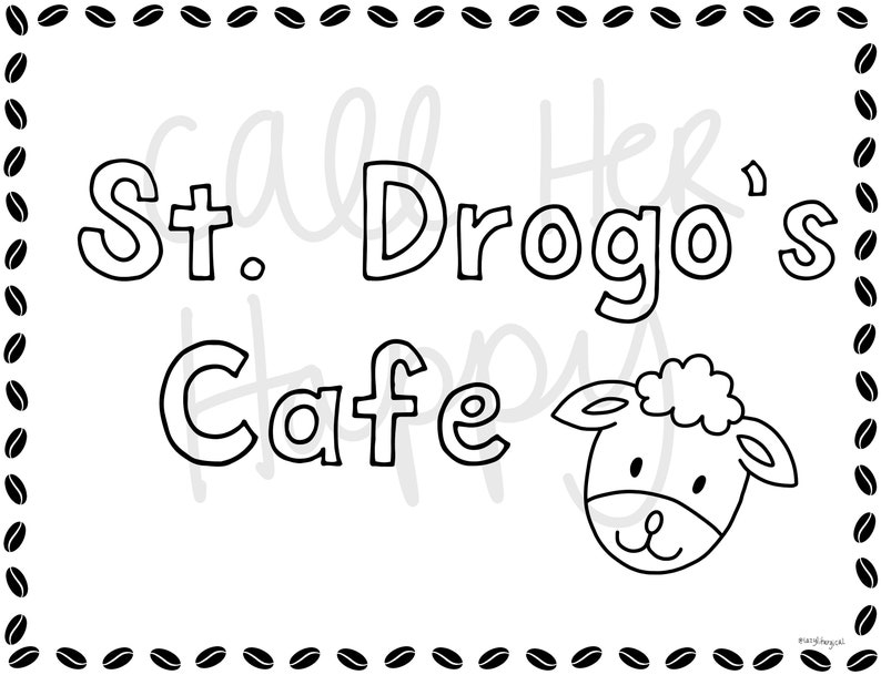 St Drogo Coffee Sign Cup Printable Coloring Page Sheet Lazy Liturgical ...