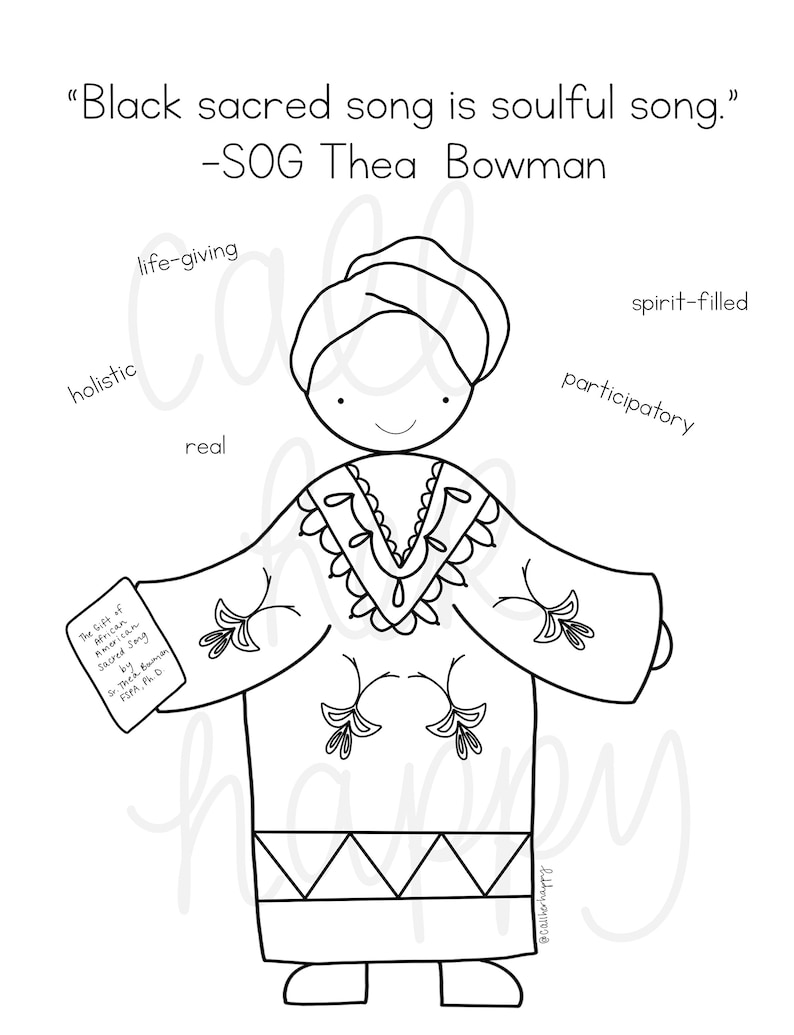 SOG Thea Bowman Servant God Printable Coloring Page Sheet Lazy ...