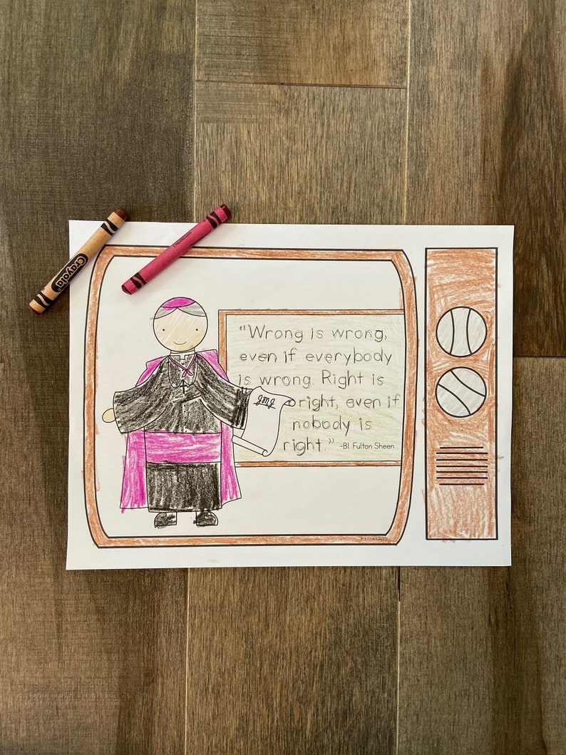 Blessed Fulton Sheen Printable Coloring Page Sheet Lazy | Etsy