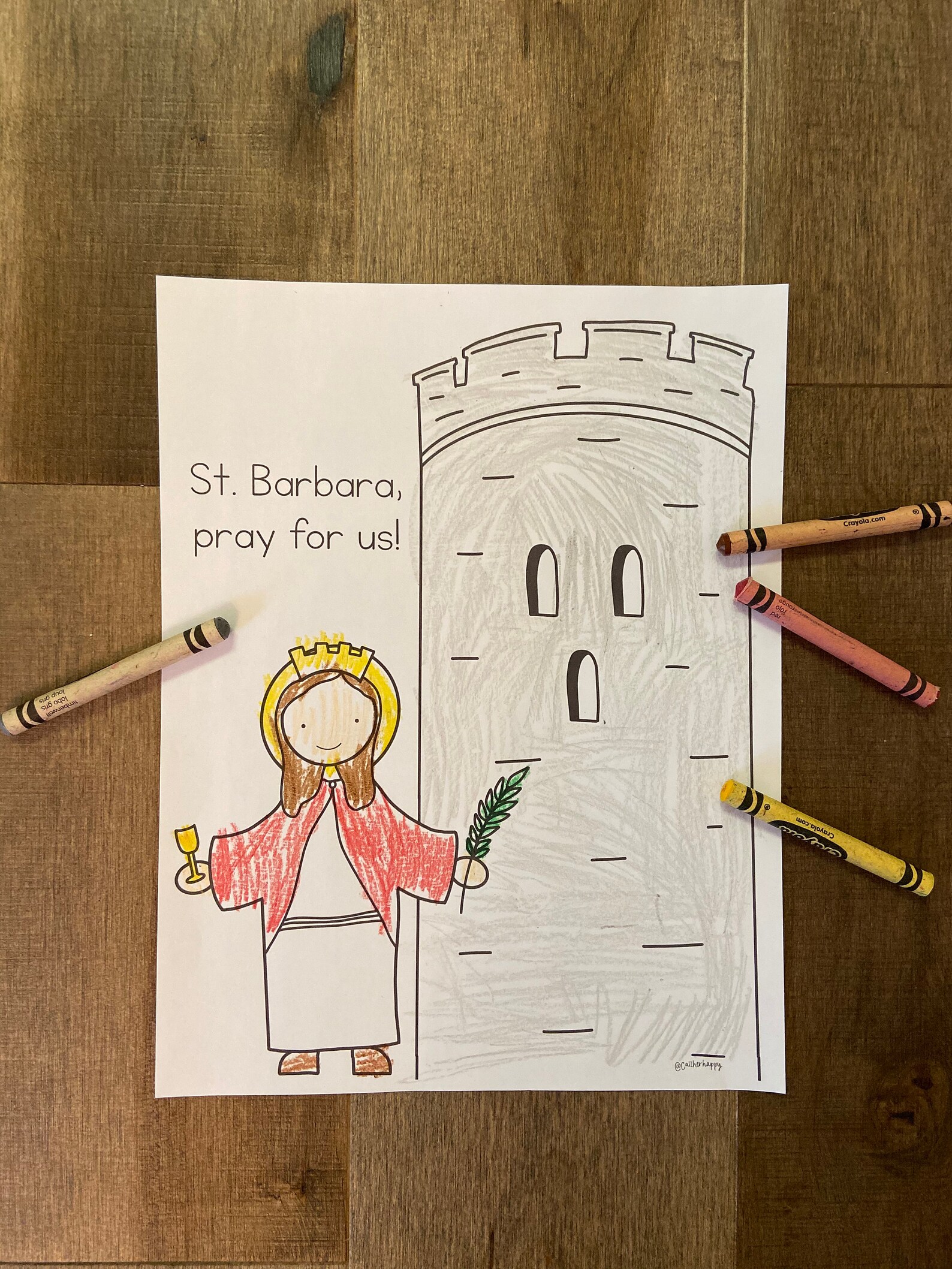 St Barbara Castle Tower Printable Coloring Page Sheet Lazy Liturgical ...