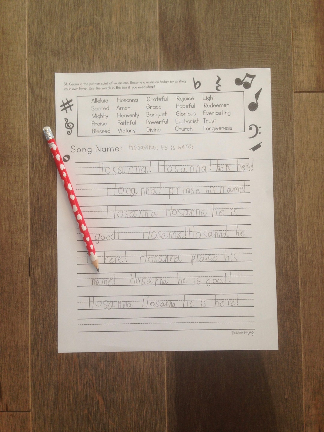 St. Cecilia Music Class Coloring Page Sheet Liturgical Year Catholic ...