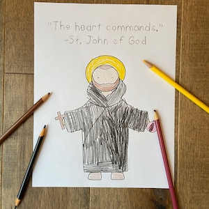 St. John of God Printable Coloring Page Sheet Lazy Liturgical Year ...