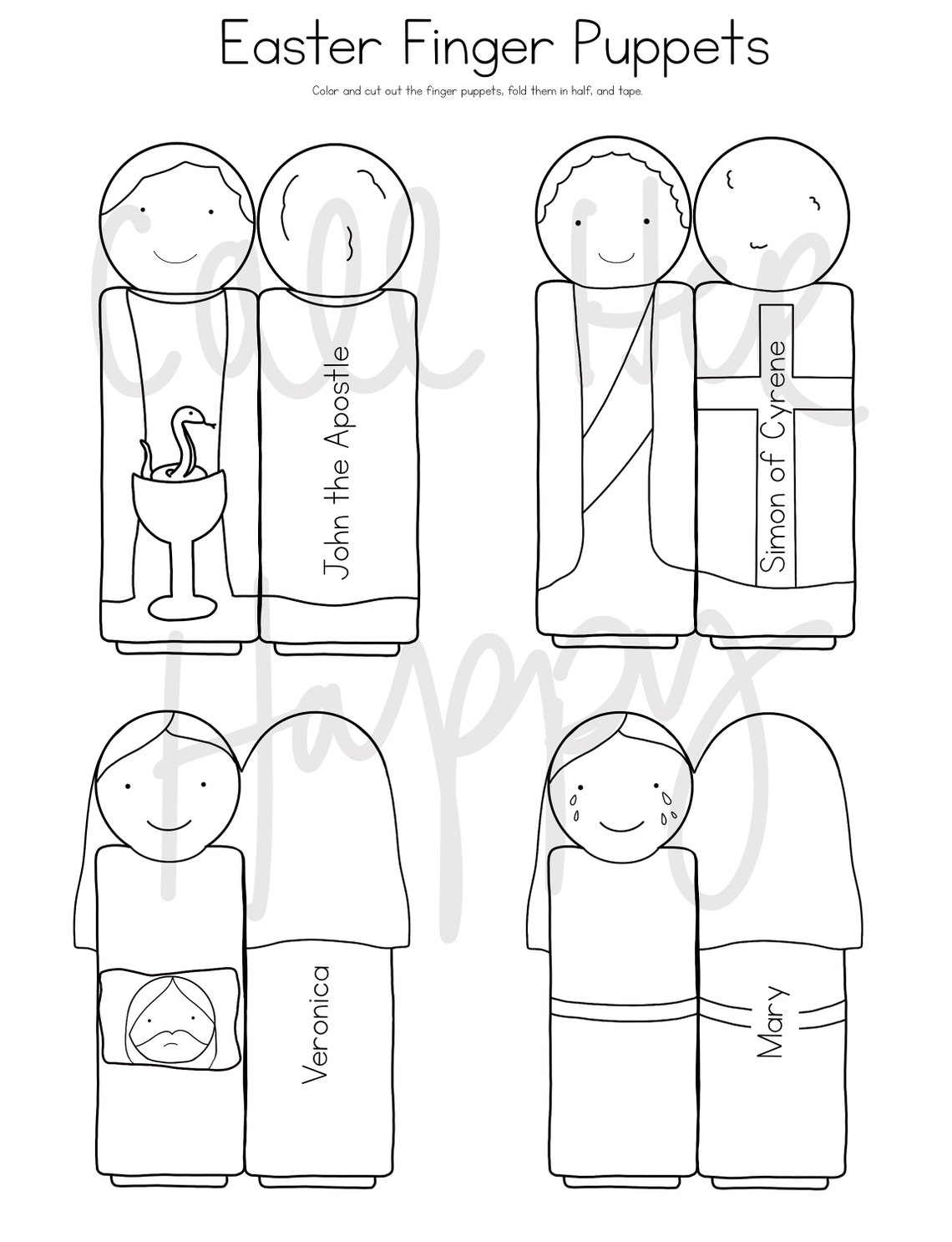 Easter stations cross Bible story finger puppets worksheet | Etsy