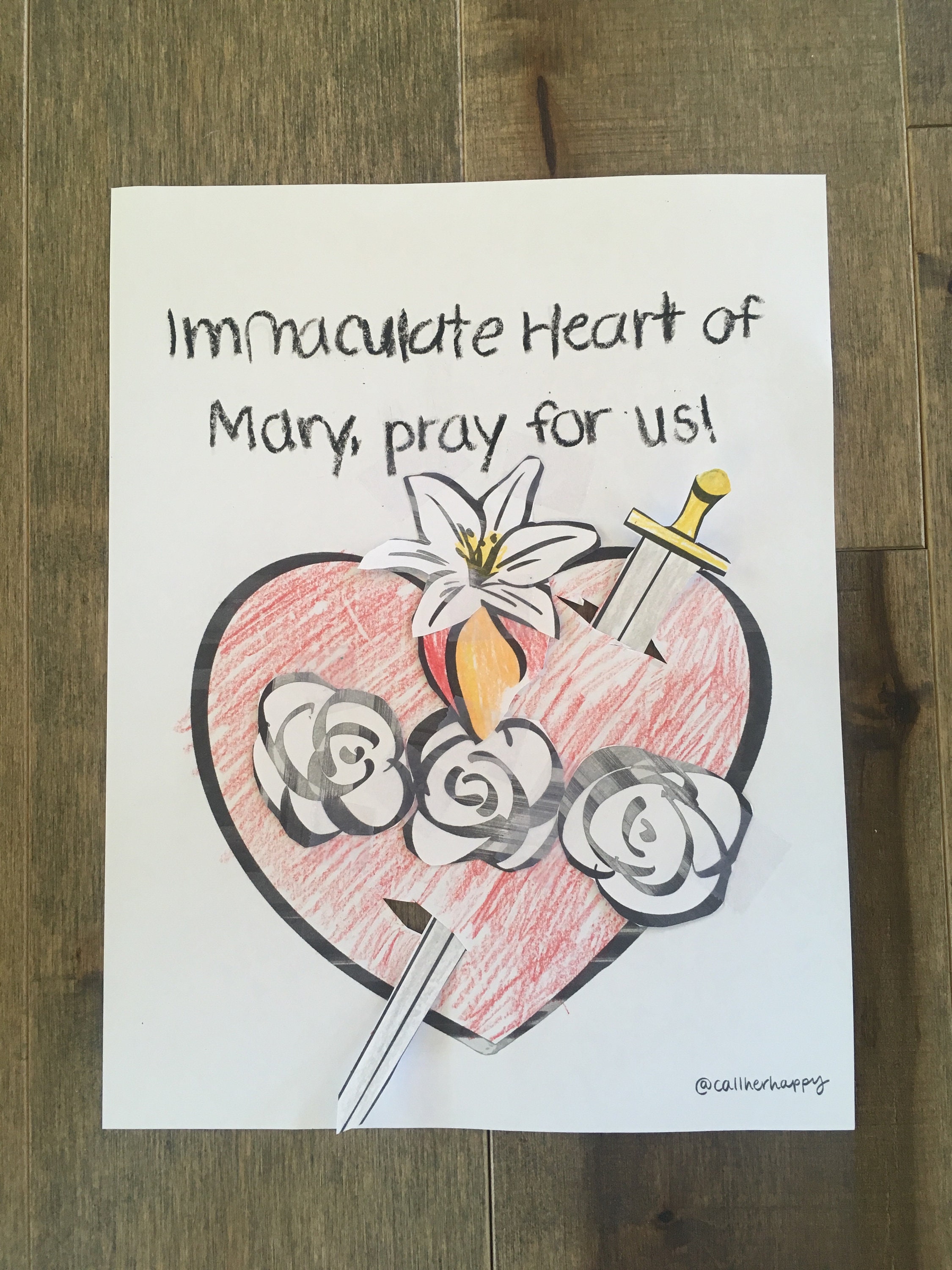 Immaculate Heart of Mary Coloring Page Sheet Liturgical Year - Etsy