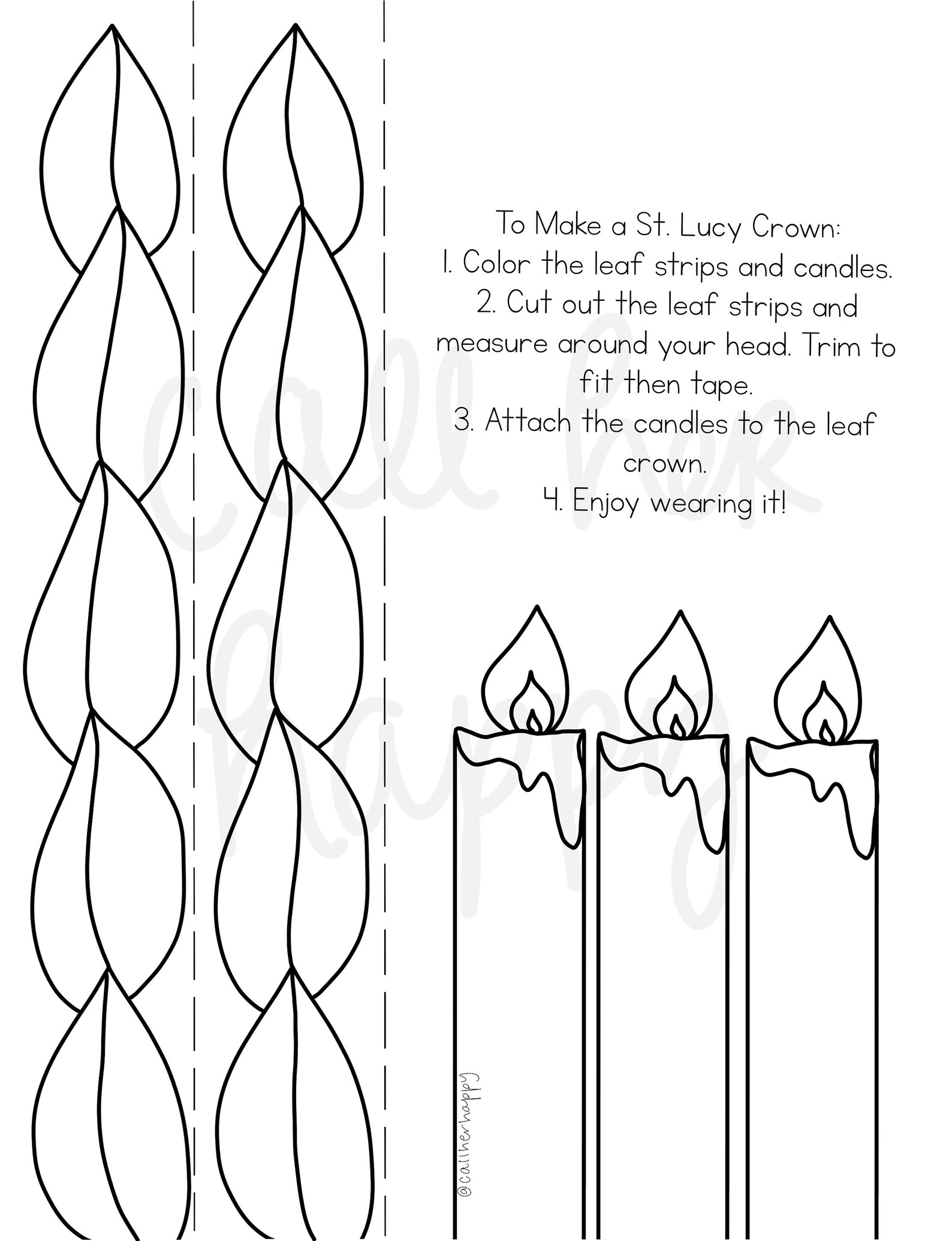 St. Lucy Crown Christmas Printable Coloring Page Sheet Lazy Liturgical ...