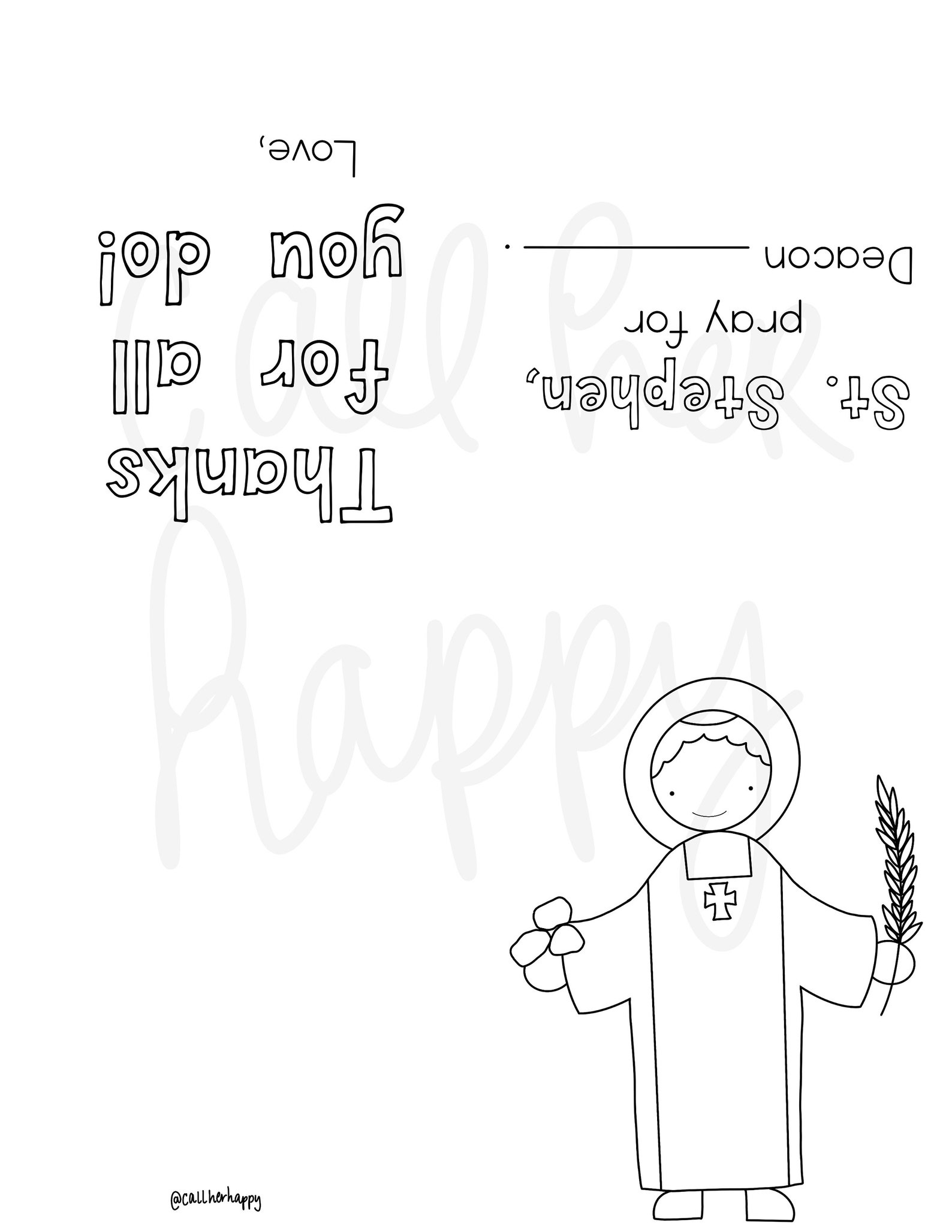 St. Stephen Deacon Gift Printable Coloring Page Sheet Lazy - Etsy