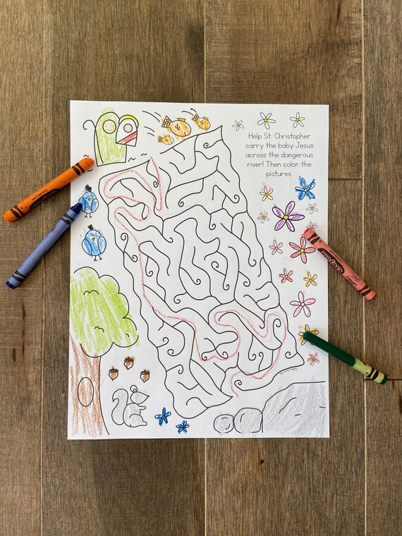 St Christopher Maze Worksheet Printable Coloring Page Sheet | Etsy