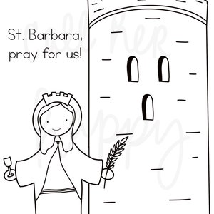 St Barbara Castle Tower Printable Coloring Page Sheet Lazy Liturgical ...