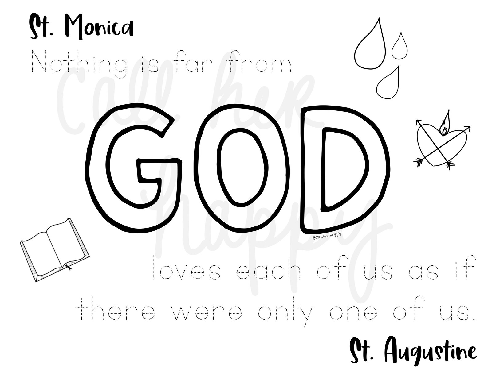 St Augustine Monica Worksheet Printable Coloring Page Sheet | Etsy