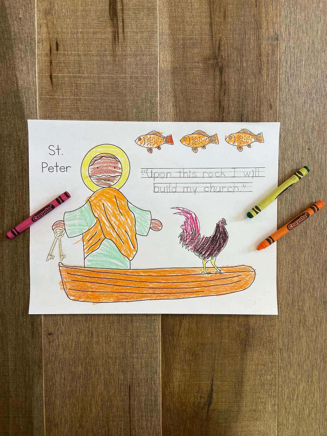 St. Peter Fisherman Boat Printable Coloring Page Sheet Lazy Liturgical ...