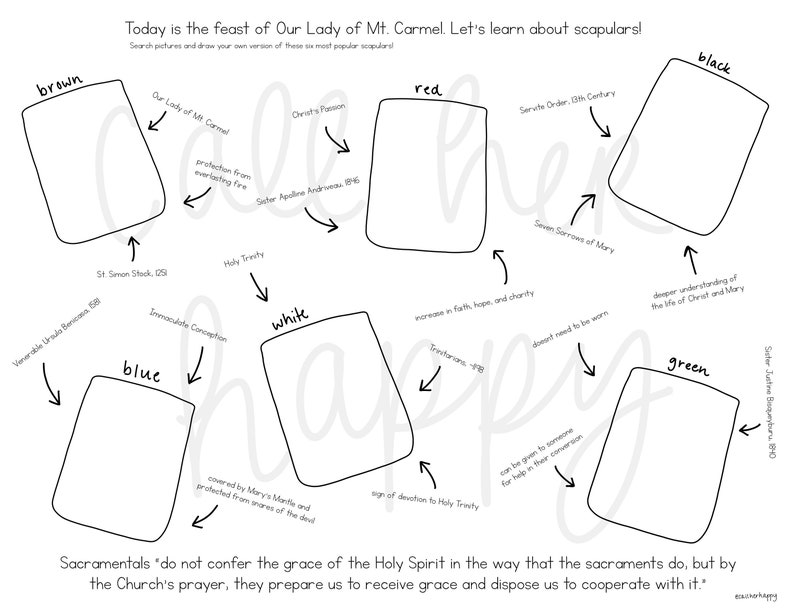 Our Lady of Mt Carmel Worksheet Printable Coloring Page Sheet ...