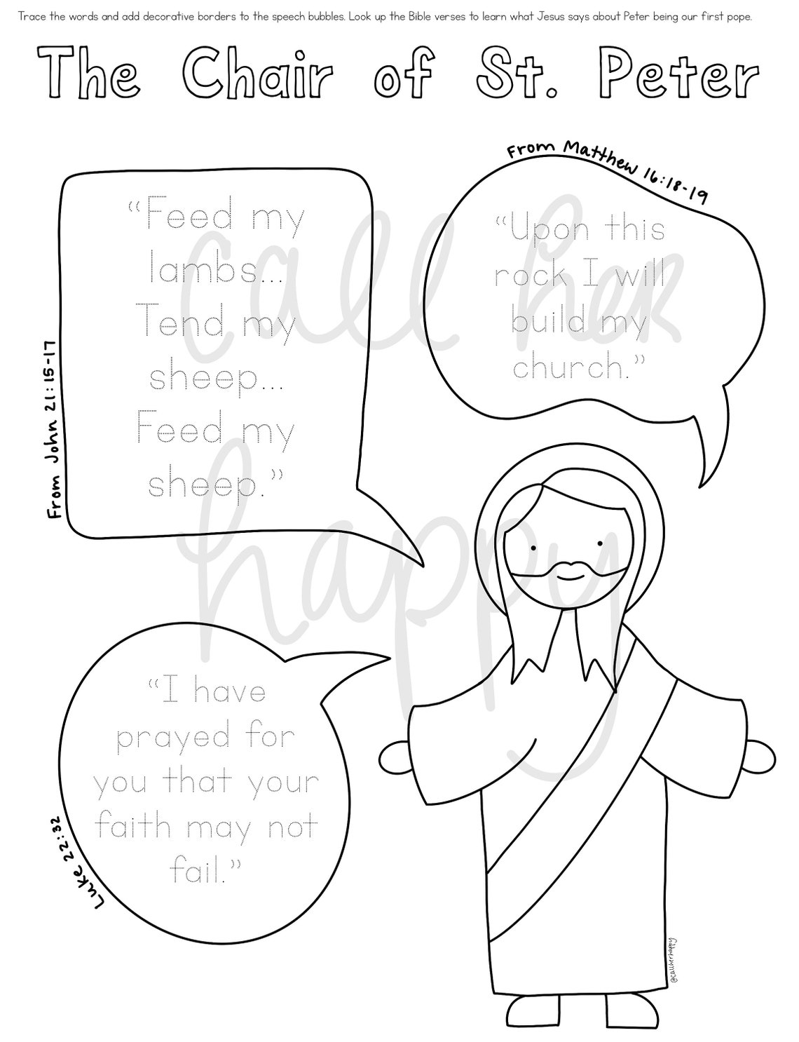 Chair of St. Peter Pope Papal Printable Coloring Page Sheet | Etsy
