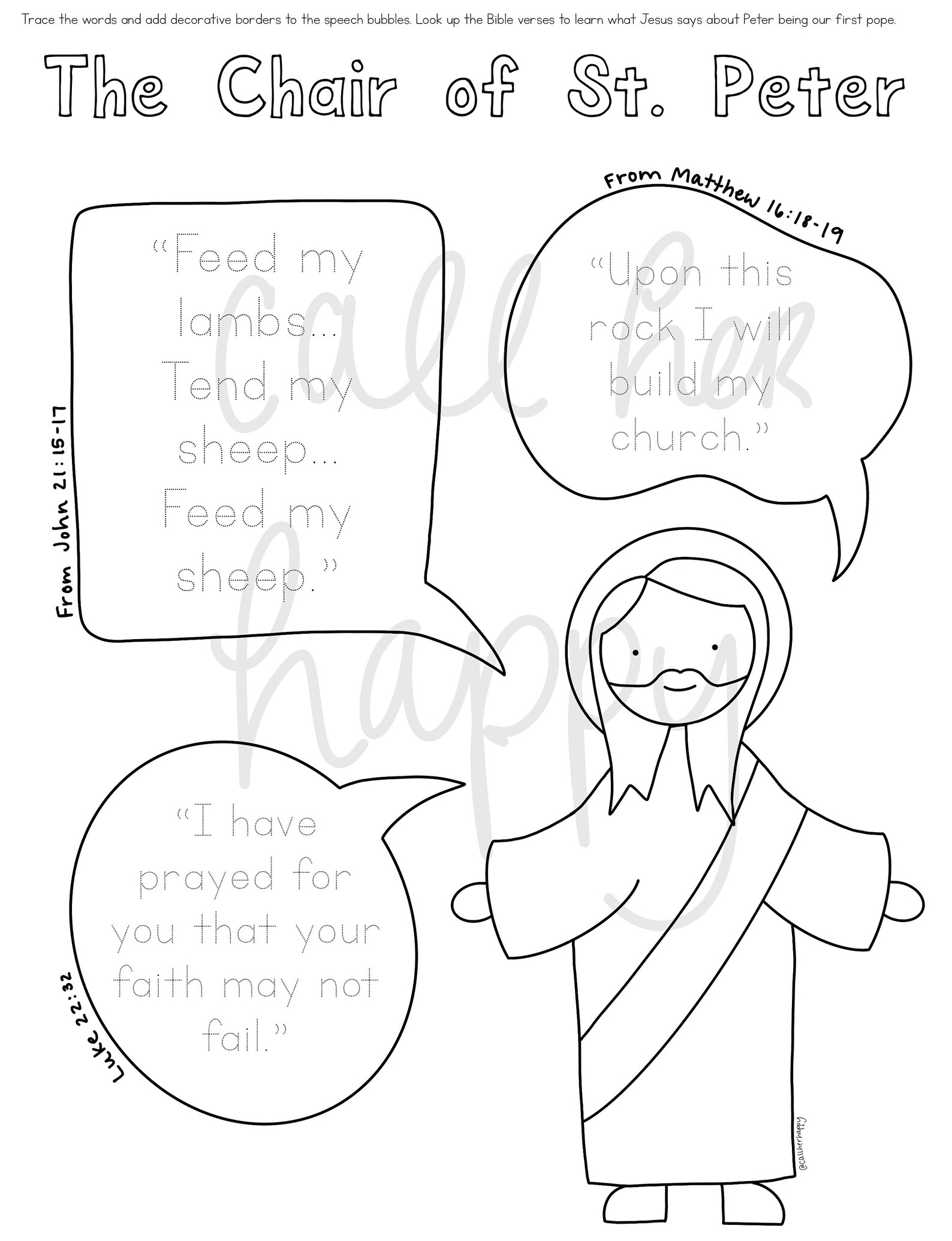Chair of St. Peter Pope Papal Printable Coloring Page Sheet | Etsy