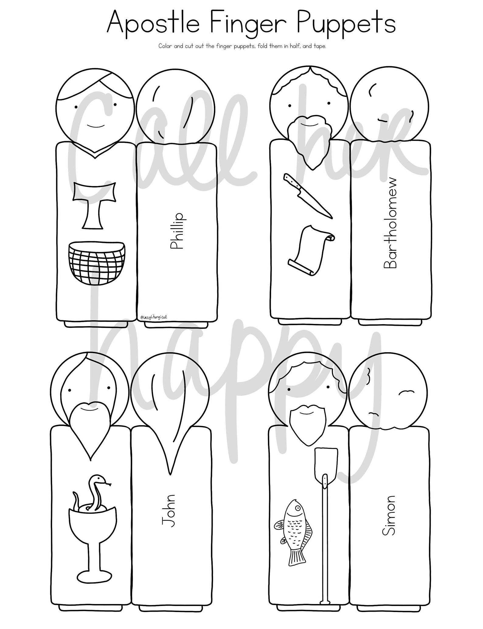 12 Apostles Disciples Bible Story Finger Puppets Worksheet Printable ...