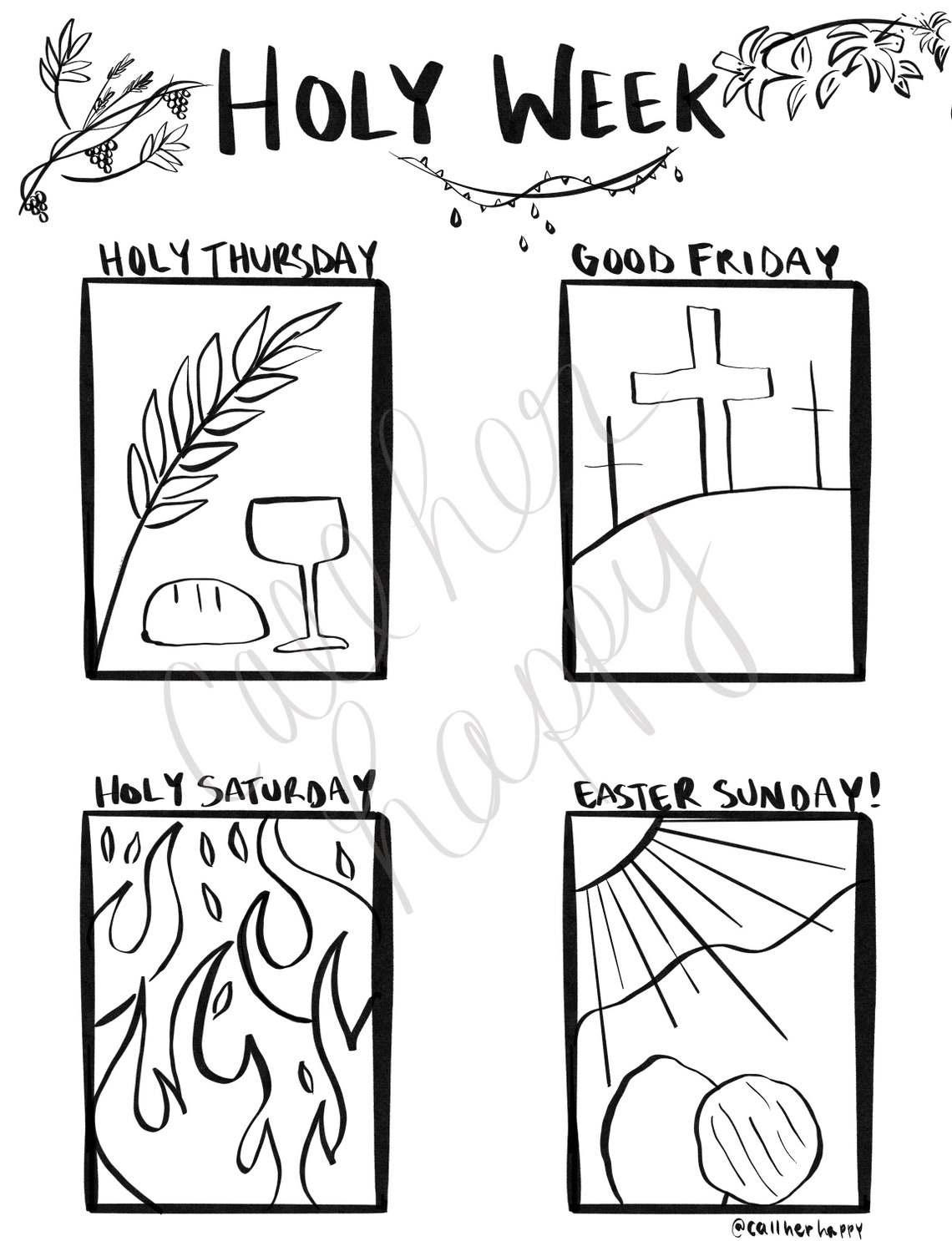 Holy Week Coloring Page Sheet Liturgical Year Catholic | Etsy