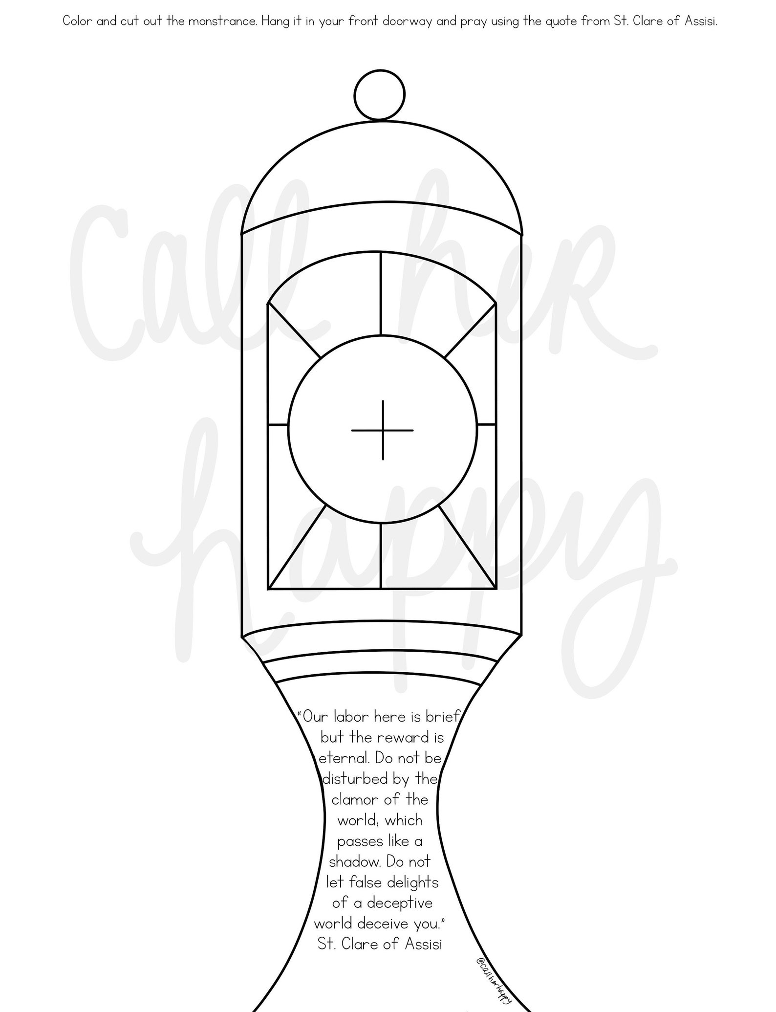 St Clare of Assisi Worksheet Printable Coloring Page Sheet | Etsy