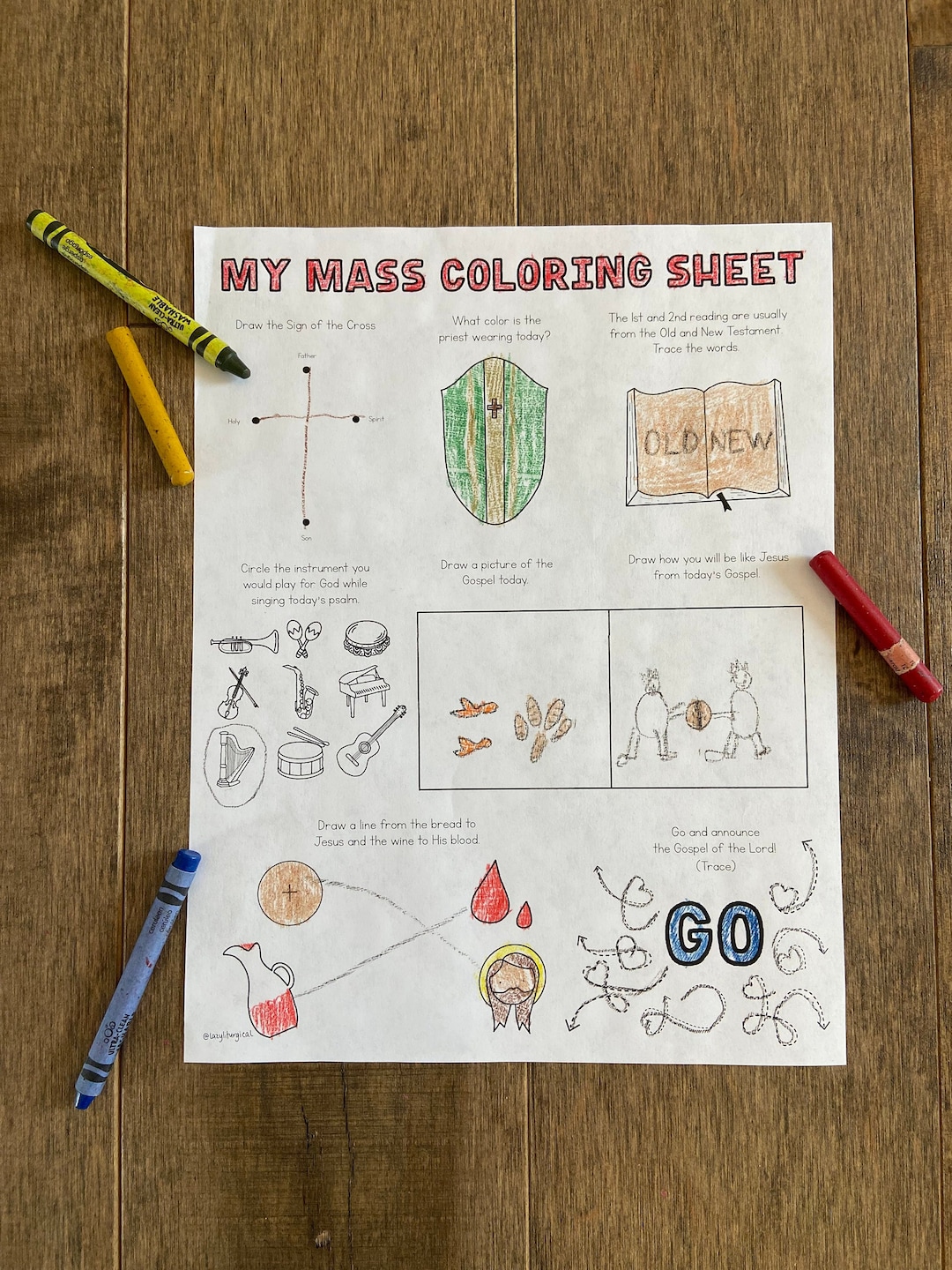 Mass Busy Bag Activity Printable Coloring Page Sheet Church Quiet Book ...
