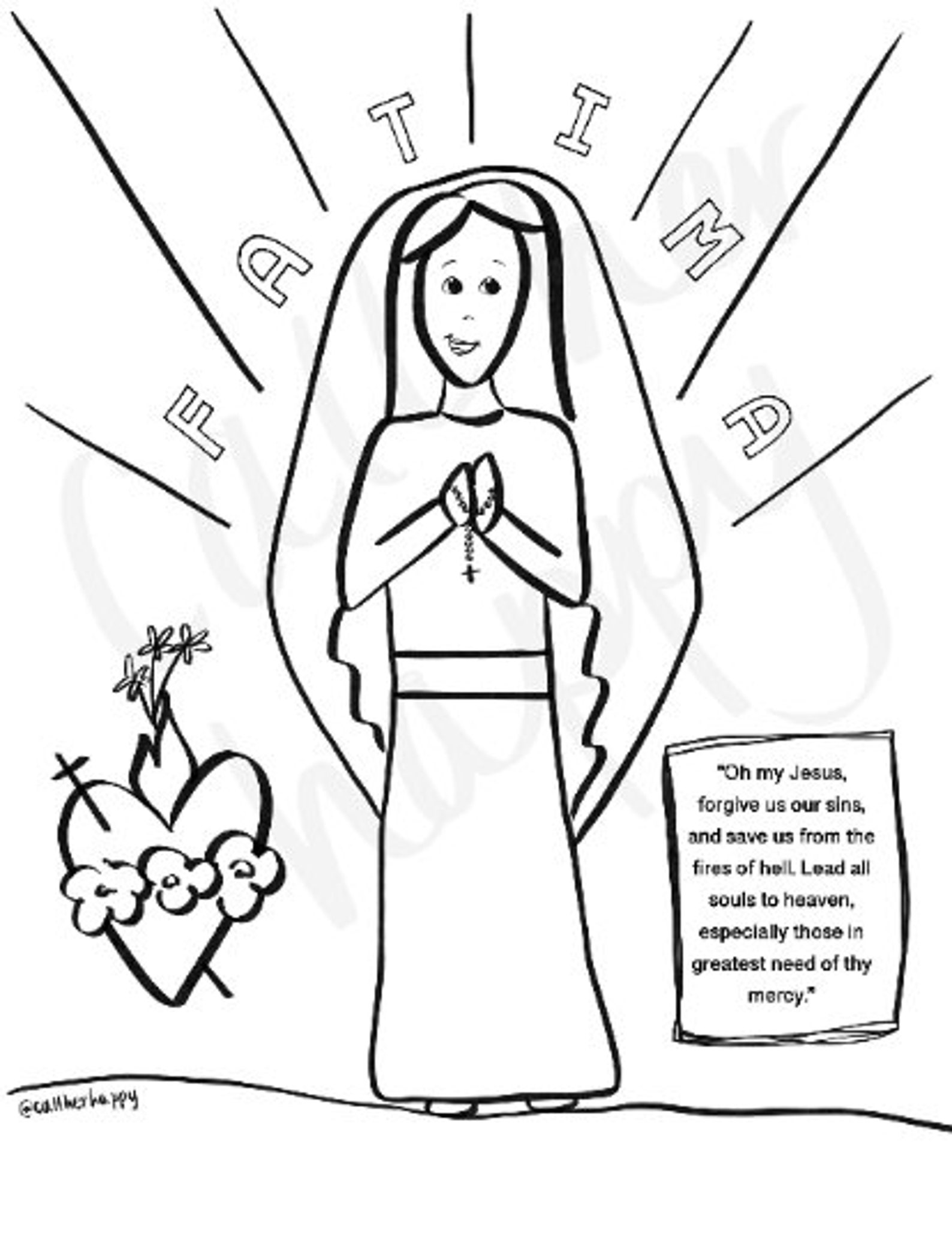 Fatima St Francisco Jacinta Marto Printable Coloring Page Sheet ...