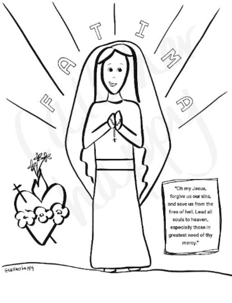 Fatima St Francisco Jacinta Marto Printable Coloring Page | Etsy