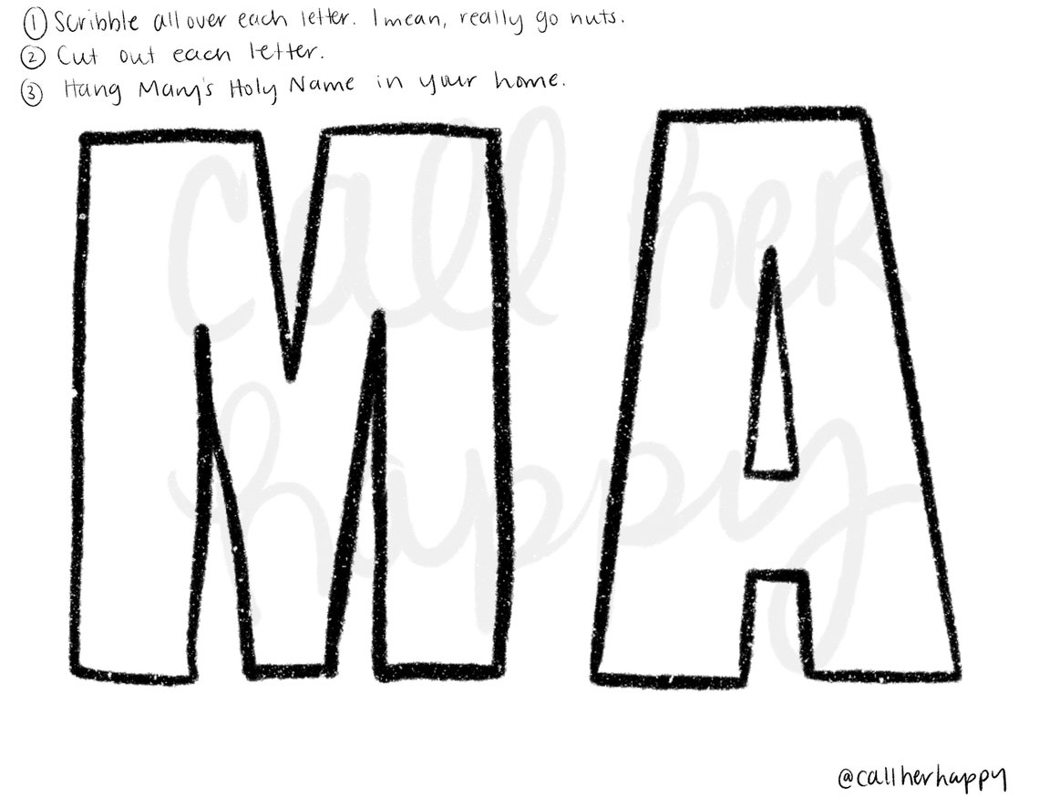 Most Holy Name of Mary Coloring Page Sheet Printable Catholic - Etsy