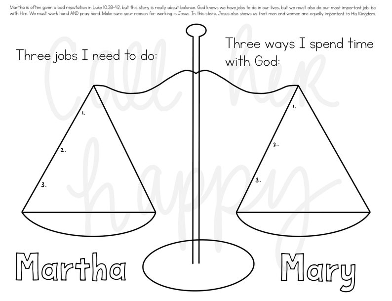 St Martha and Mary Worksheet Printable Coloring Page Sheet - Etsy UK
