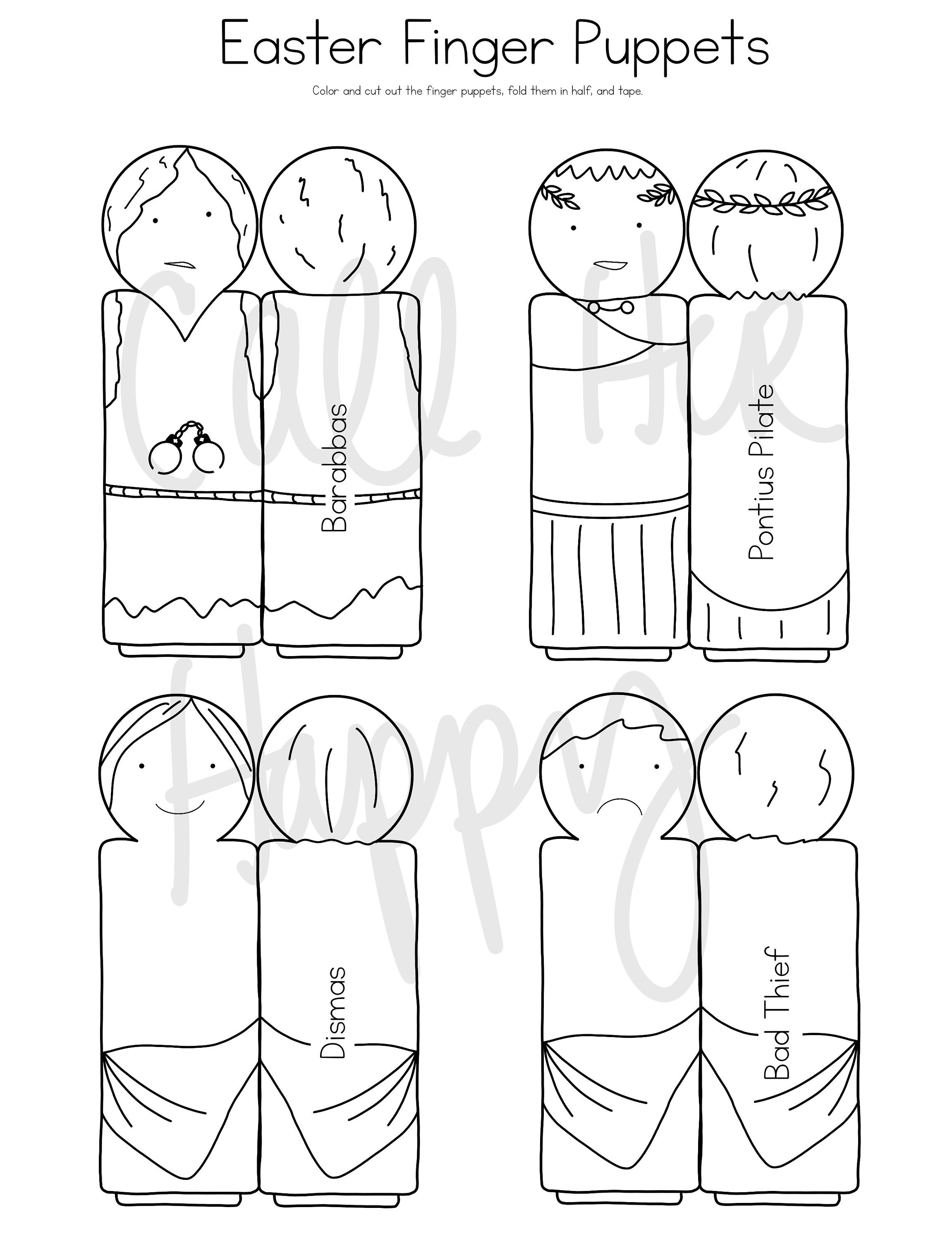 Easter stations cross Bible story finger puppets worksheet | Etsy