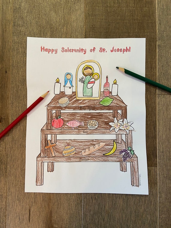 St. Joseph Altar Italian Printable Coloring Page Sheet Lazy - Etsy