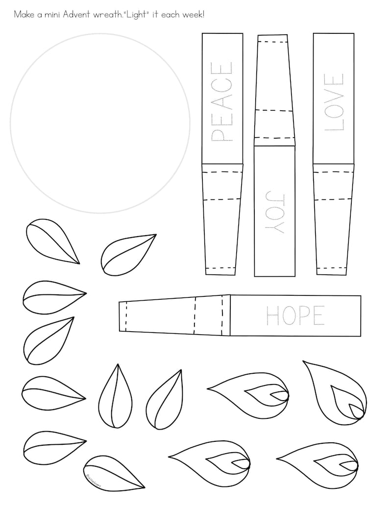 Advent Wreath Christmas Printable Coloring Page Sheet Lazy - Etsy