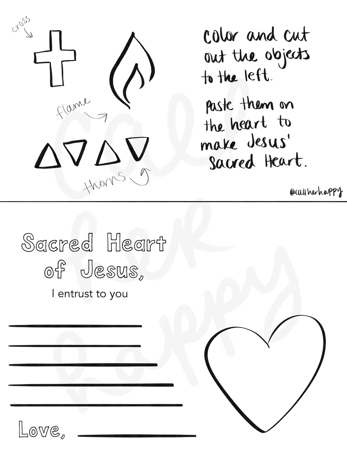 Sacred Heart of Jesus Coloring Page Sheet Liturgical Year - Etsy