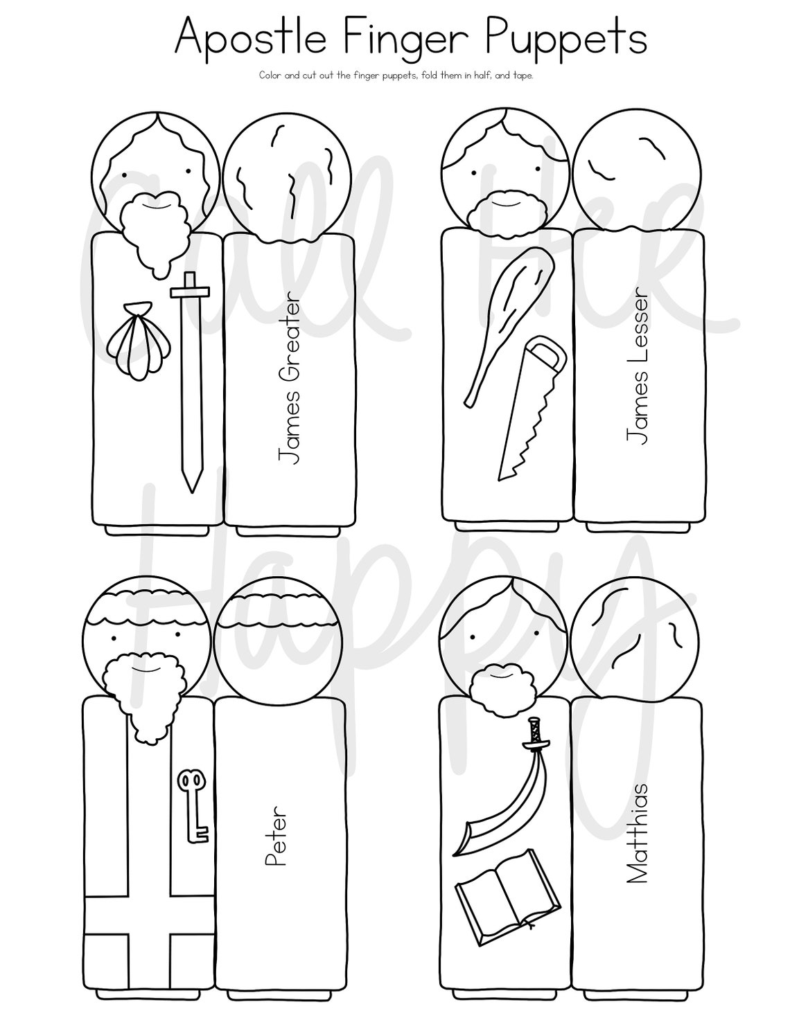 12 Apostles Disciples Bible Story Finger Puppets Worksheet - Etsy