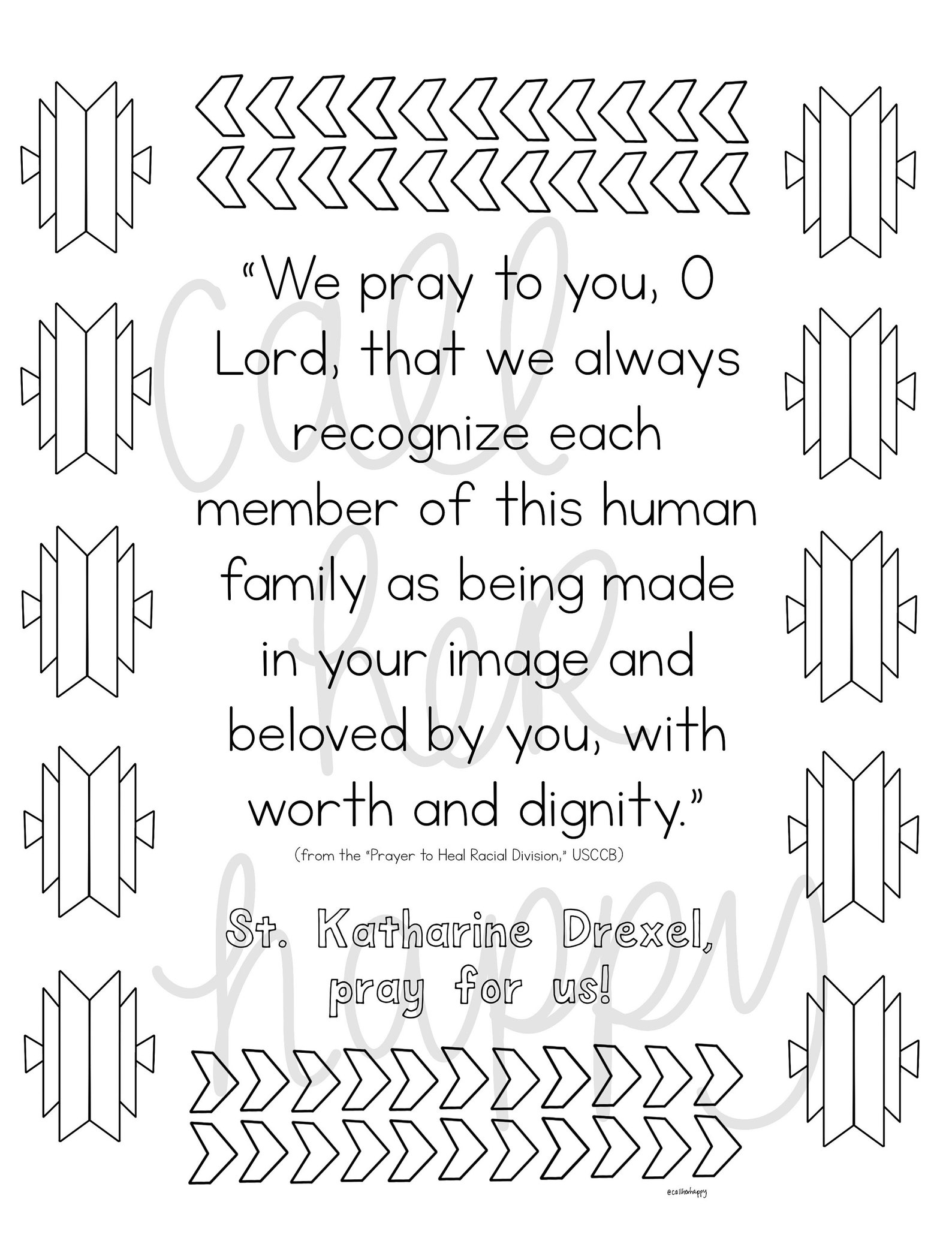 St. Katharine Drexel Printable Coloring Page Sheet Lazy | Etsy