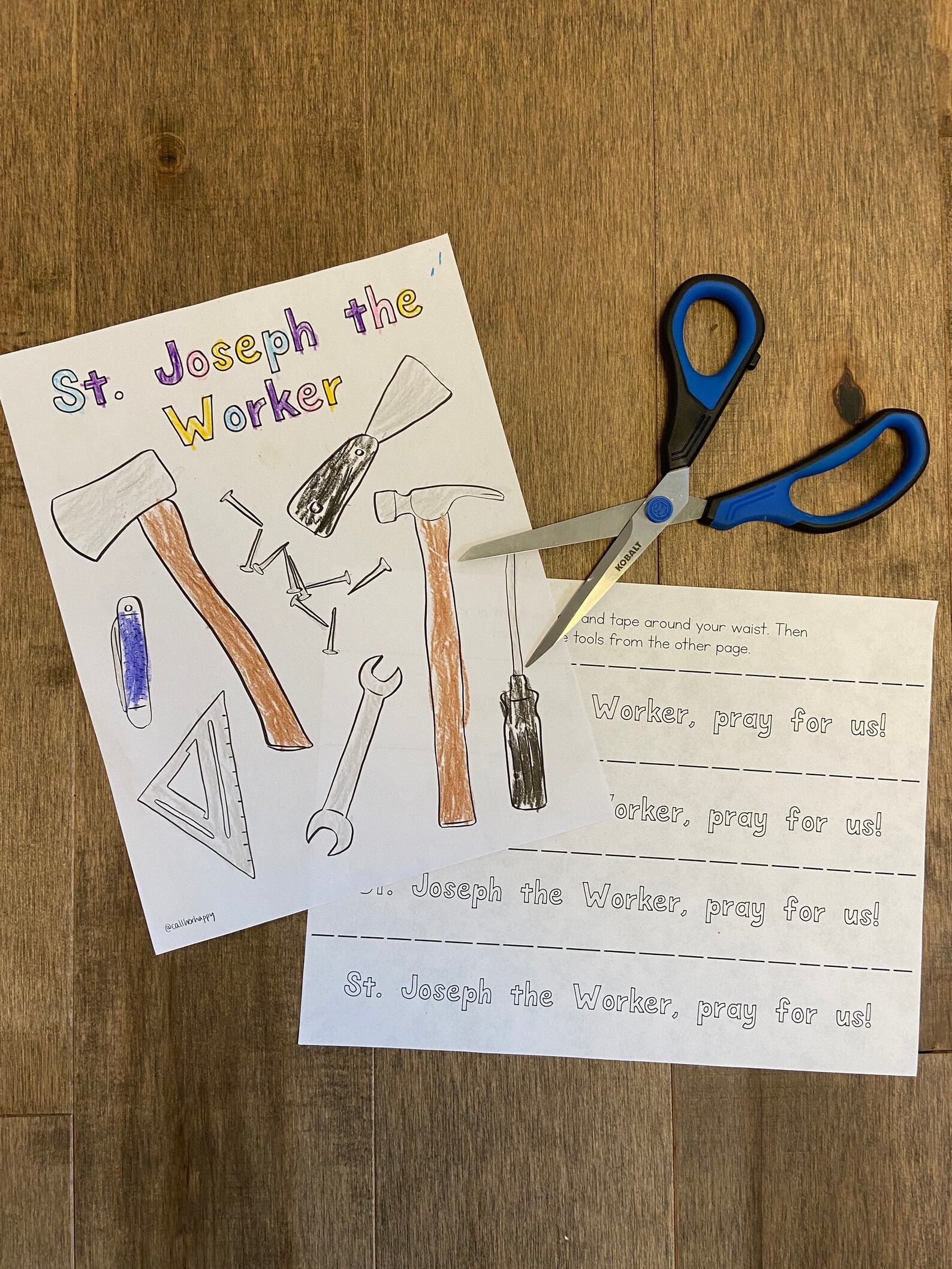 St Joseph Worker Coloring Page Sheet Liturgical Year Catholic | Etsy