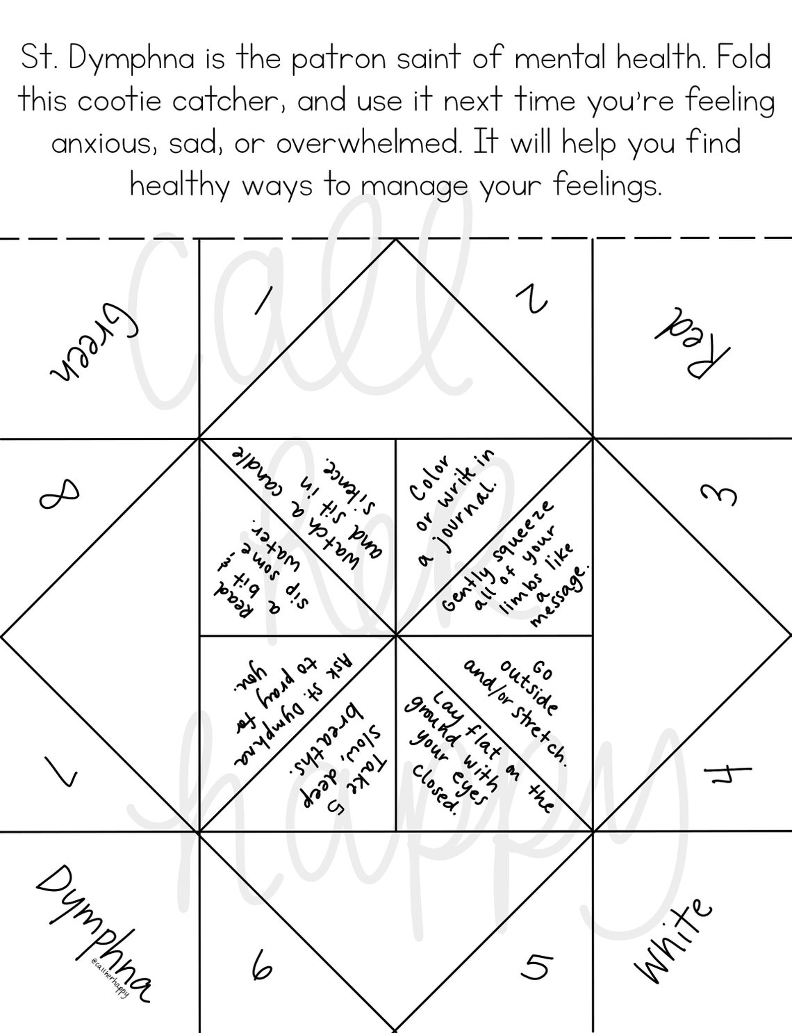St Dymphna Anxiety Printable Coloring Page Sheet Lazy | Etsy