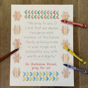St. Katharine Drexel Printable Coloring Page Sheet Lazy Liturgical Year ...