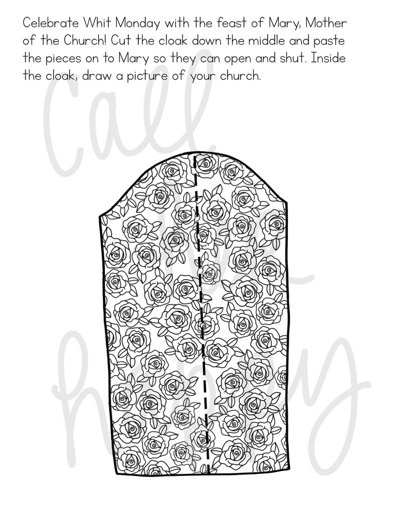 Mary Mother Church Worksheet Printable Coloring Page Sheet Liturgical ...