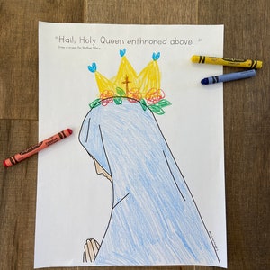 Queenship of Mary Worksheet Printable Coloring Page Sheet Liturgical ...