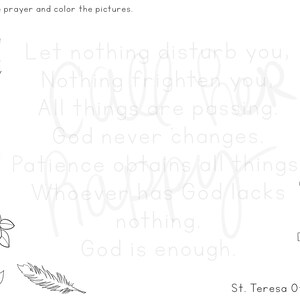 St Teresa of Avila Theresa Coloring Page Sheet Liturgical Year Catholic ...