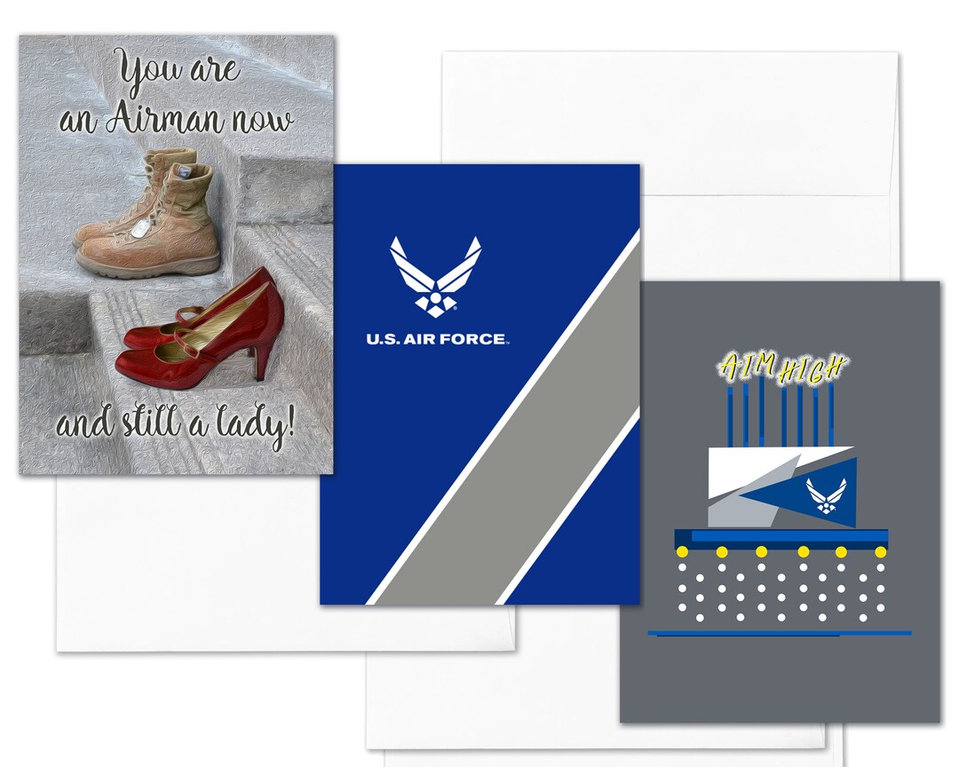 Air Force Military Greeting Cards for Female Airmen USAF SHE THREE 5 X ...