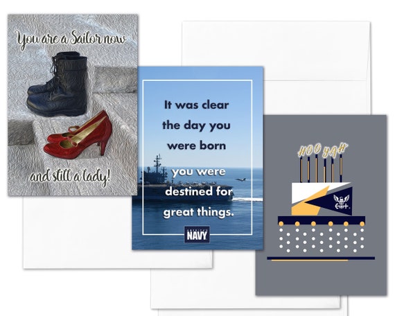 Navy Military Greeting Cards for Female Sailors USN SHE | Etsy