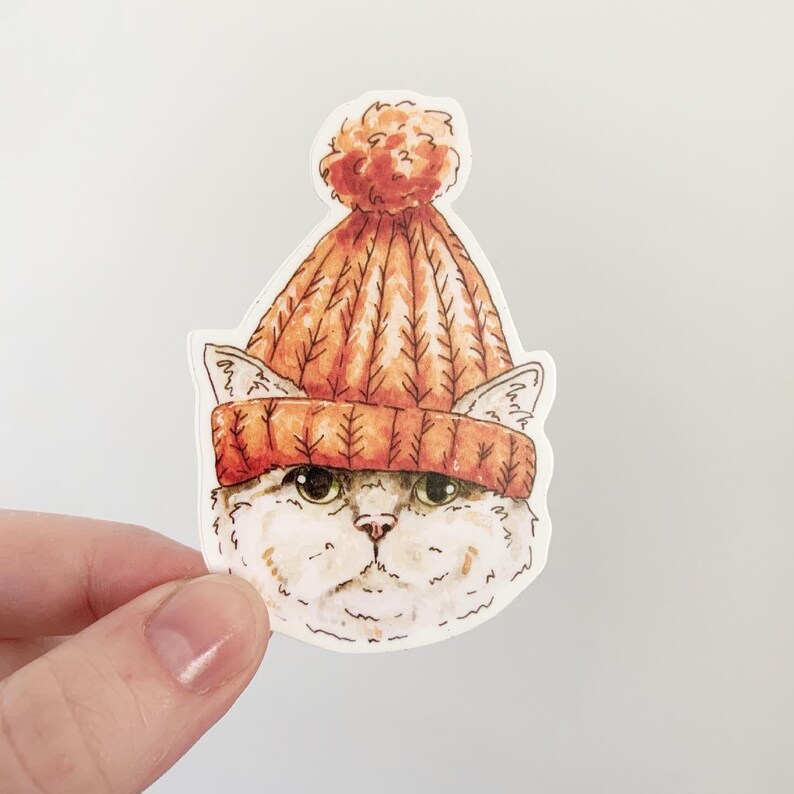 Cat in a Canadian Hat toque Vinyl Sticker - Etsy