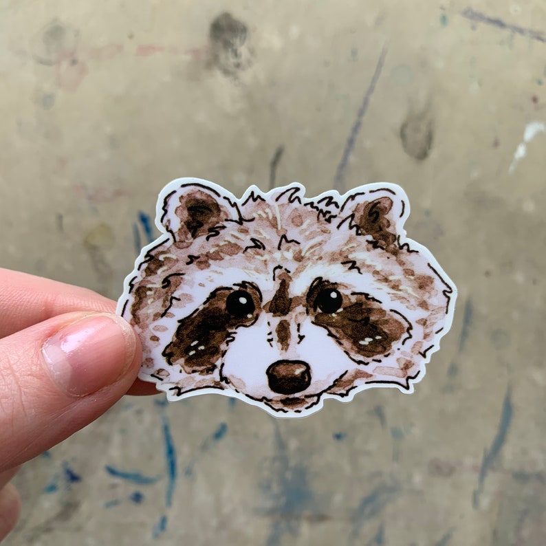 Raccoon Vinyl Sticker laptop water bottle and car decal | Etsy