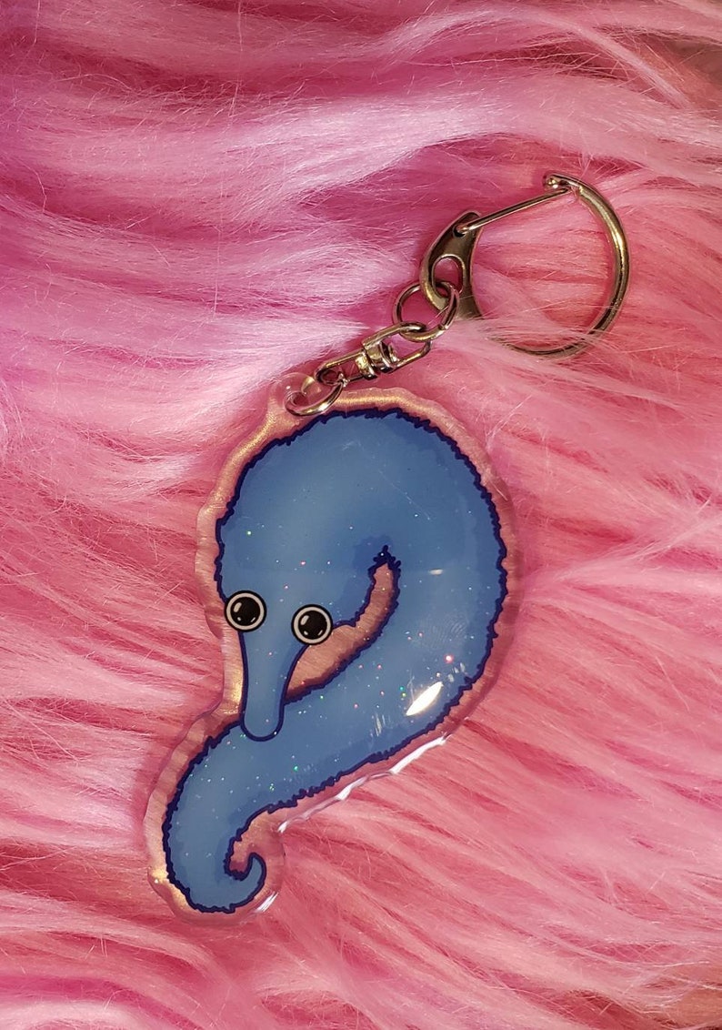 Worm on a String Glitter Epoxy Acrylic Charm Keychain - Etsy