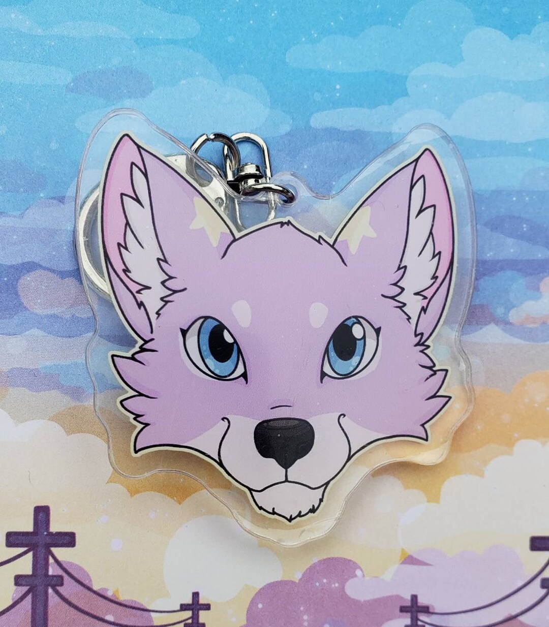 Wolf Head Acrylic Charm Keychain - Etsy